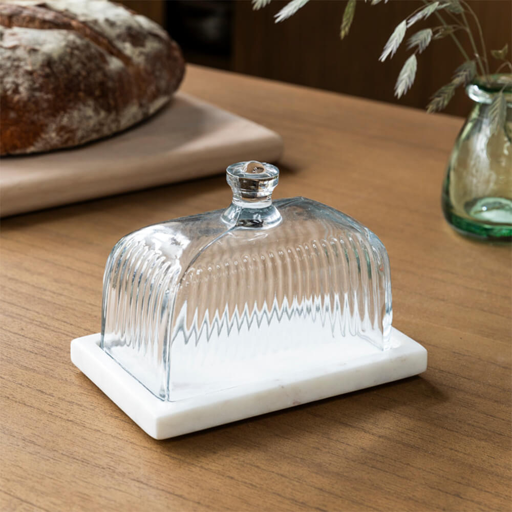 Butter dish with lid - Marble butter dish - White butter dish
