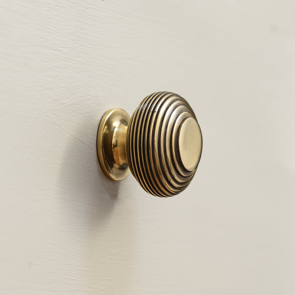 Cupboard Knobs | Beehive Cabinet Knob | Aged Brass Knobs