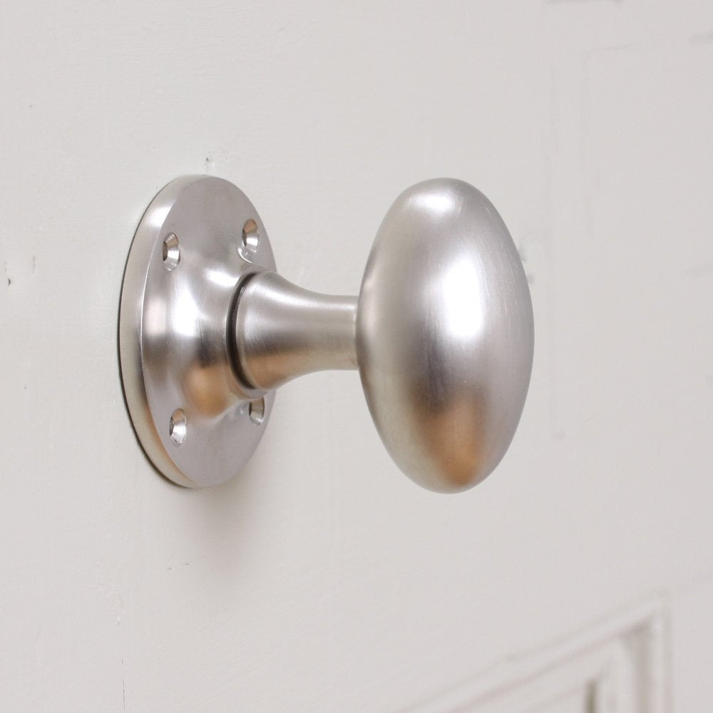 Brushed nickel door handles - Oval door knobs - Rim lock handles