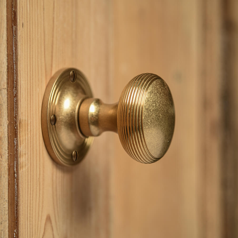 Brass door knobs - Beehive door knobs - Aged brass door knobs