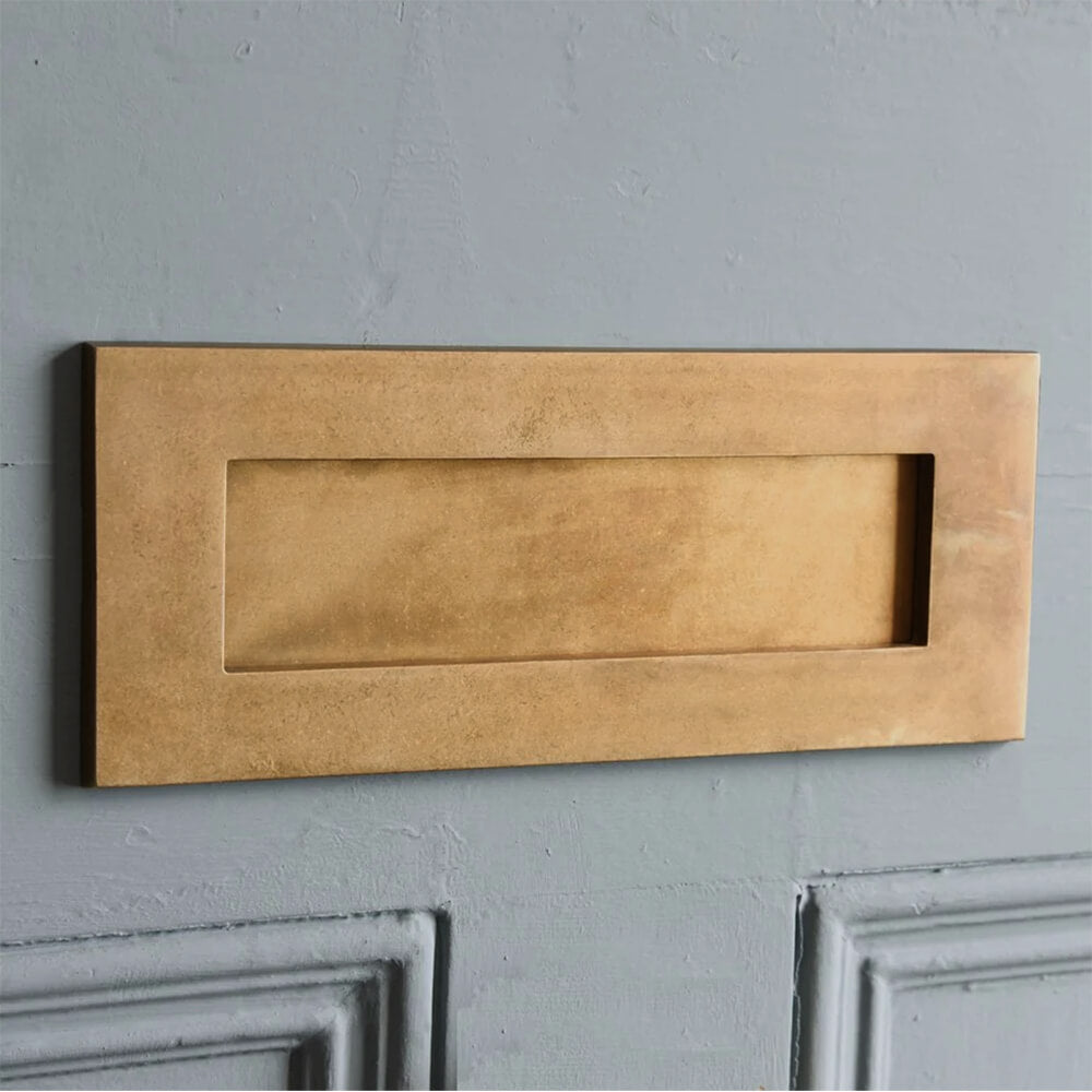 Door letterbox - Aged brass letterbox - Brass letter plate