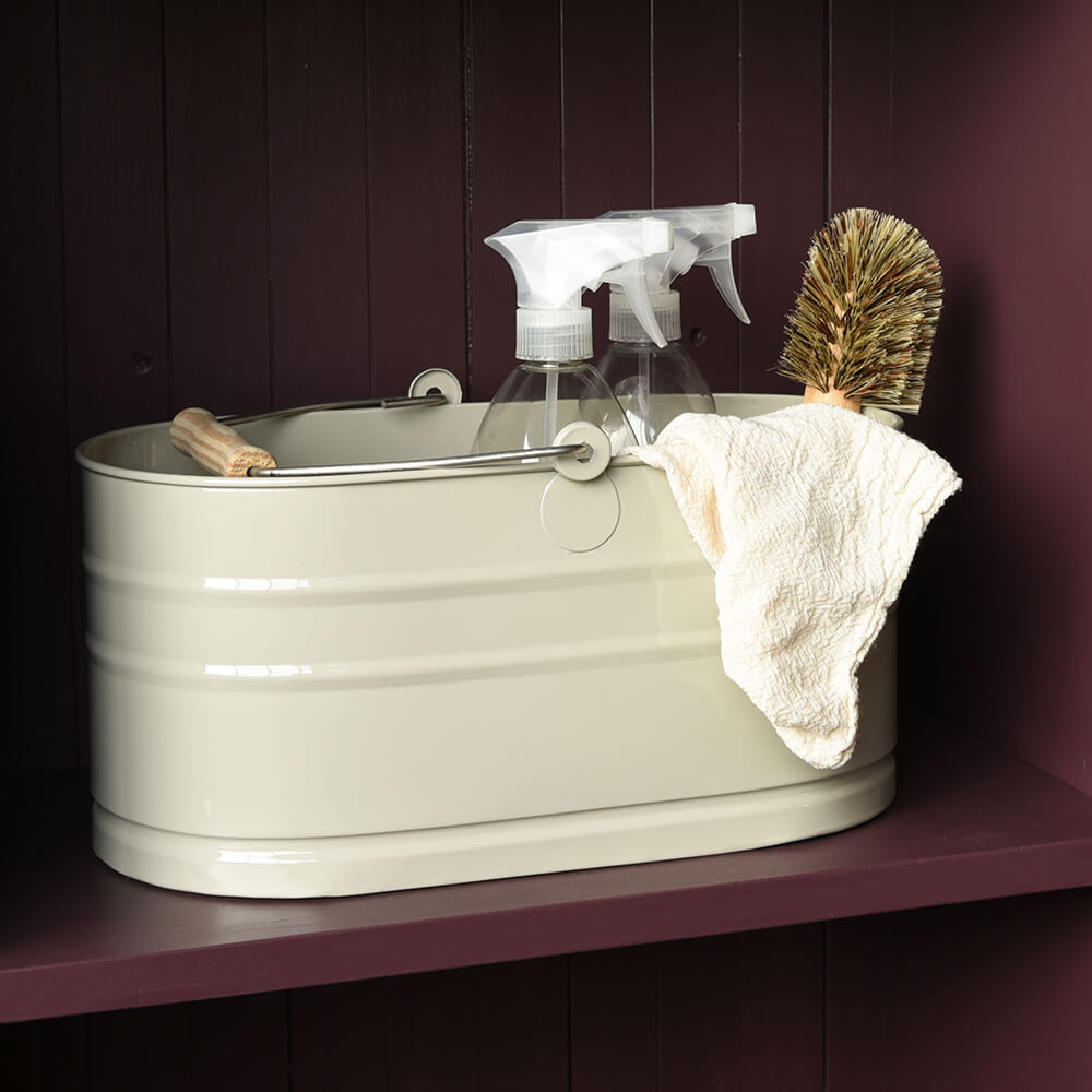 Metal storage tin | White utility bucket | Utility bucket with handle