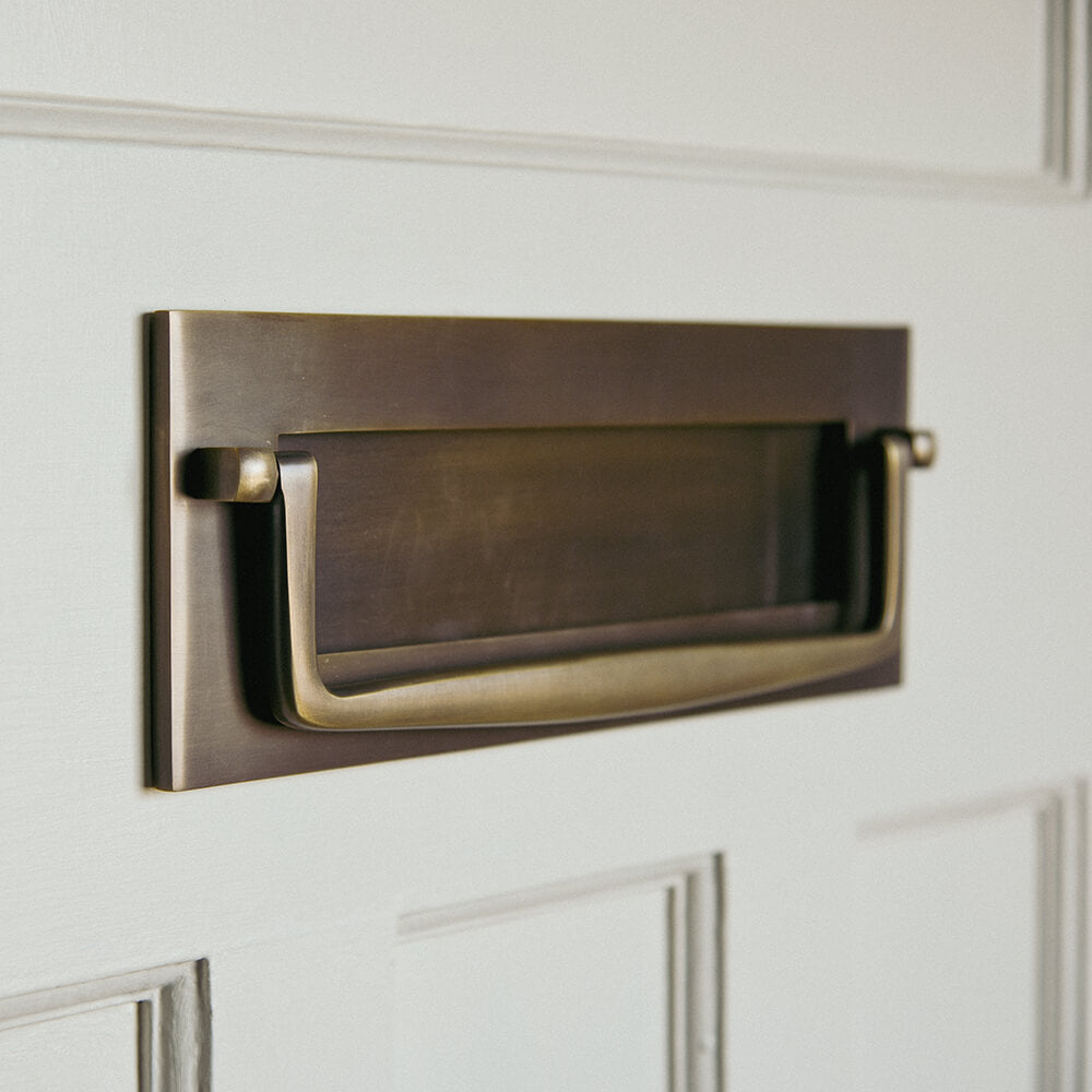 Door letter box - Antique brass letterbox - Brass letter plate