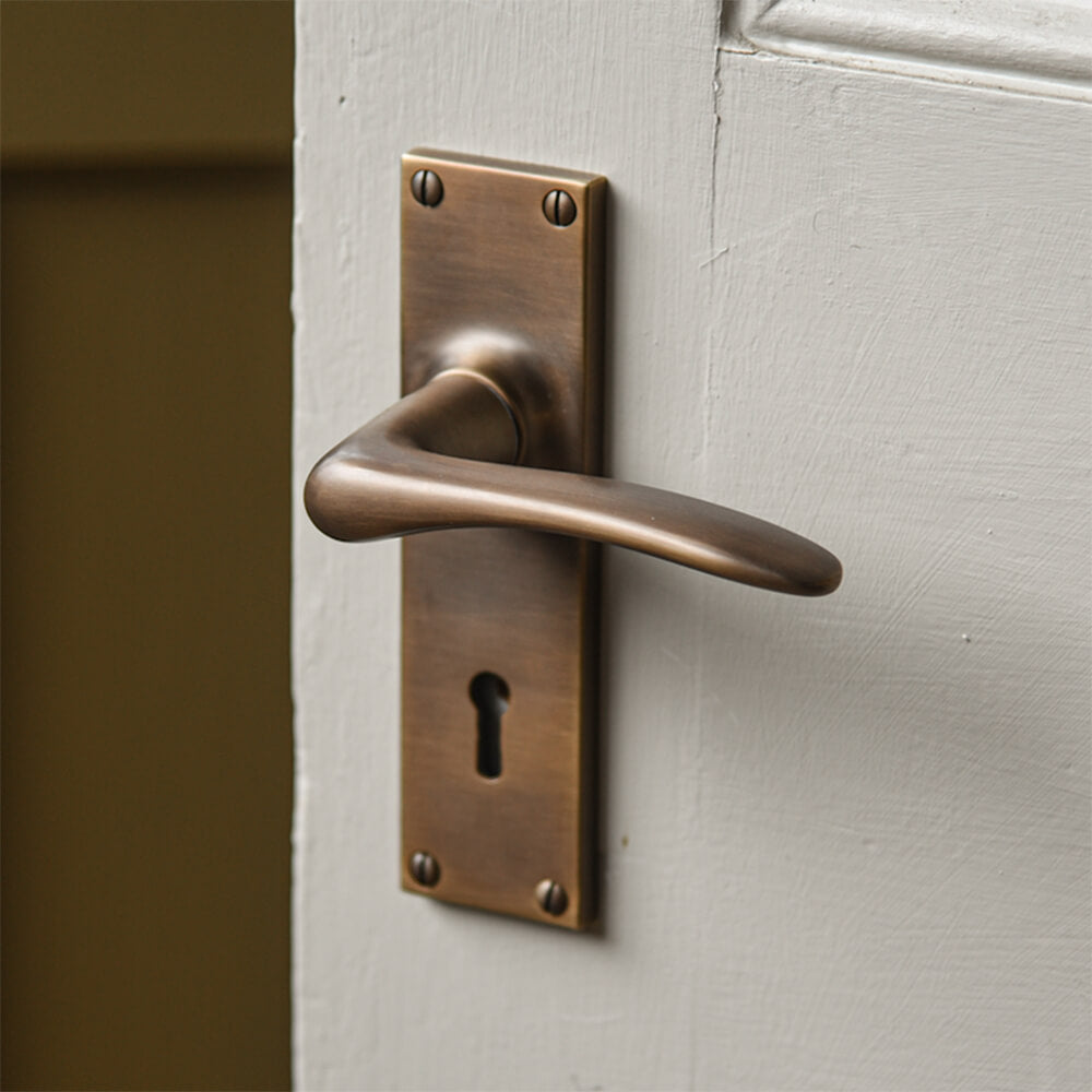 Lever door handles - Antique brass front door hardware