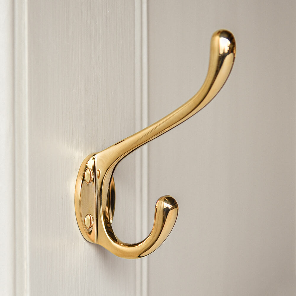 Wall coat hook - Hat and coat hook - Solid brass hook