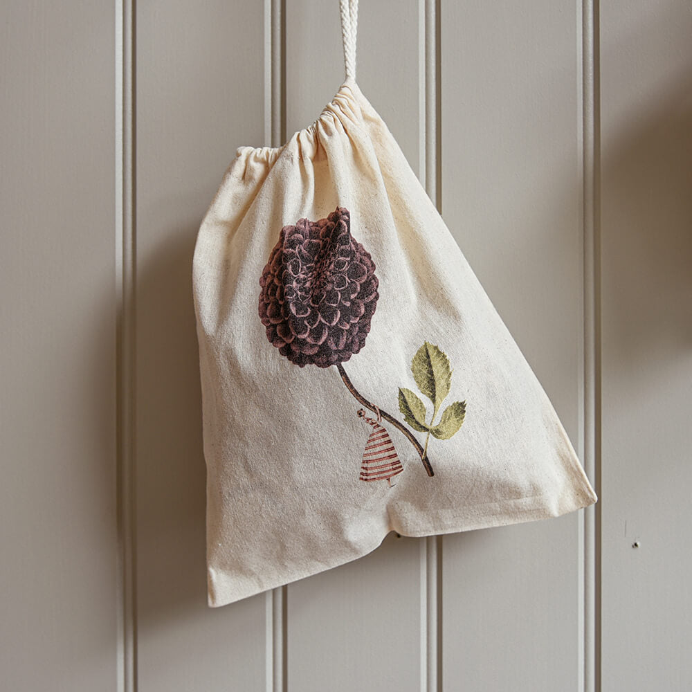 Purple Dahlia Drawstring Bag - Small