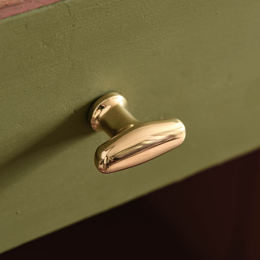 Oval cabinet knobs - Polished brass kitchen knobs