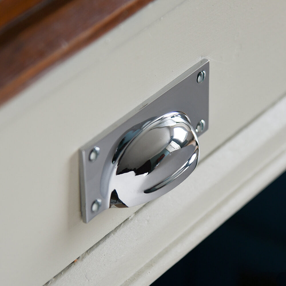 Drawer pull - Chrome cup handle - Curved drawer handle