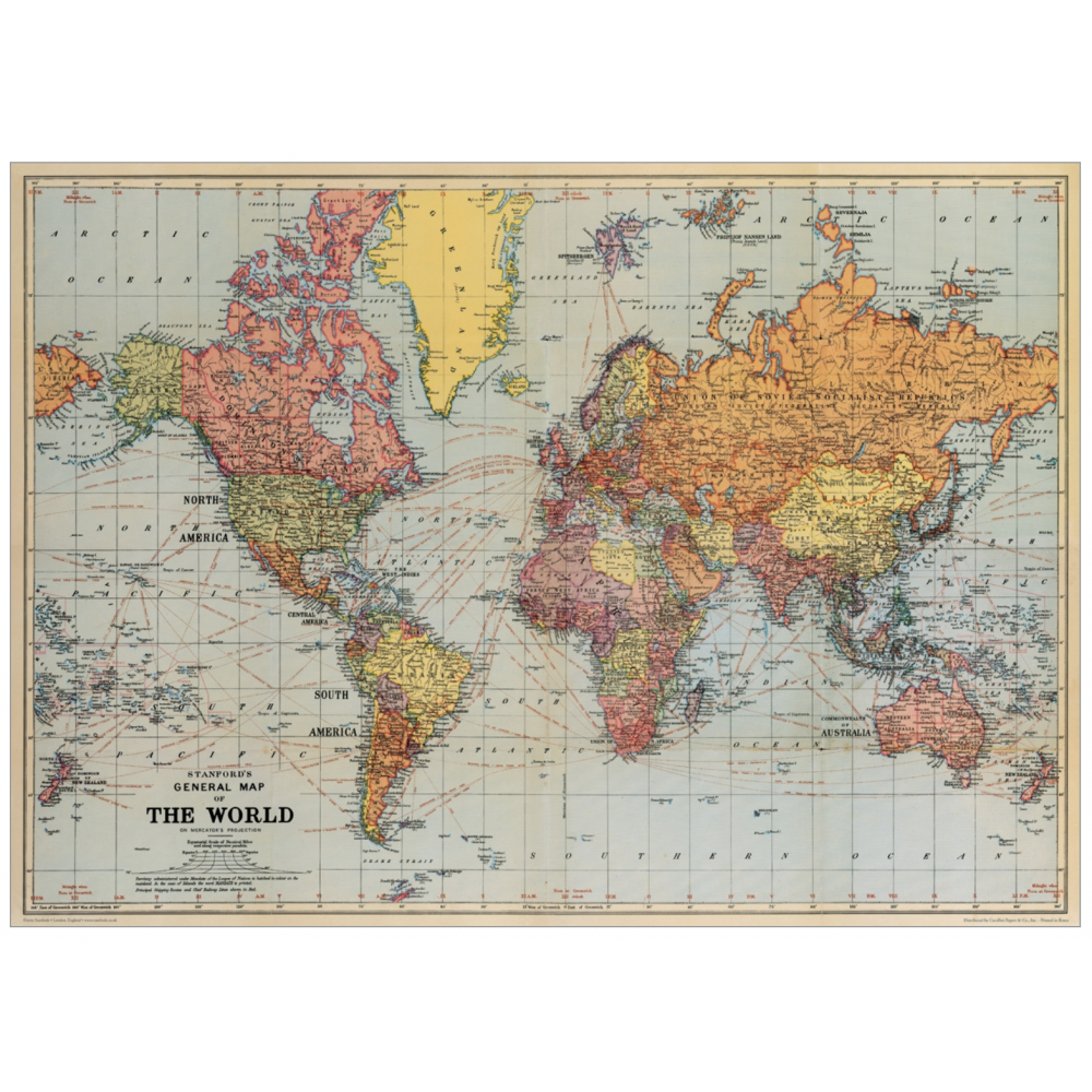 World Map Poster | World Map Wrapping Paper