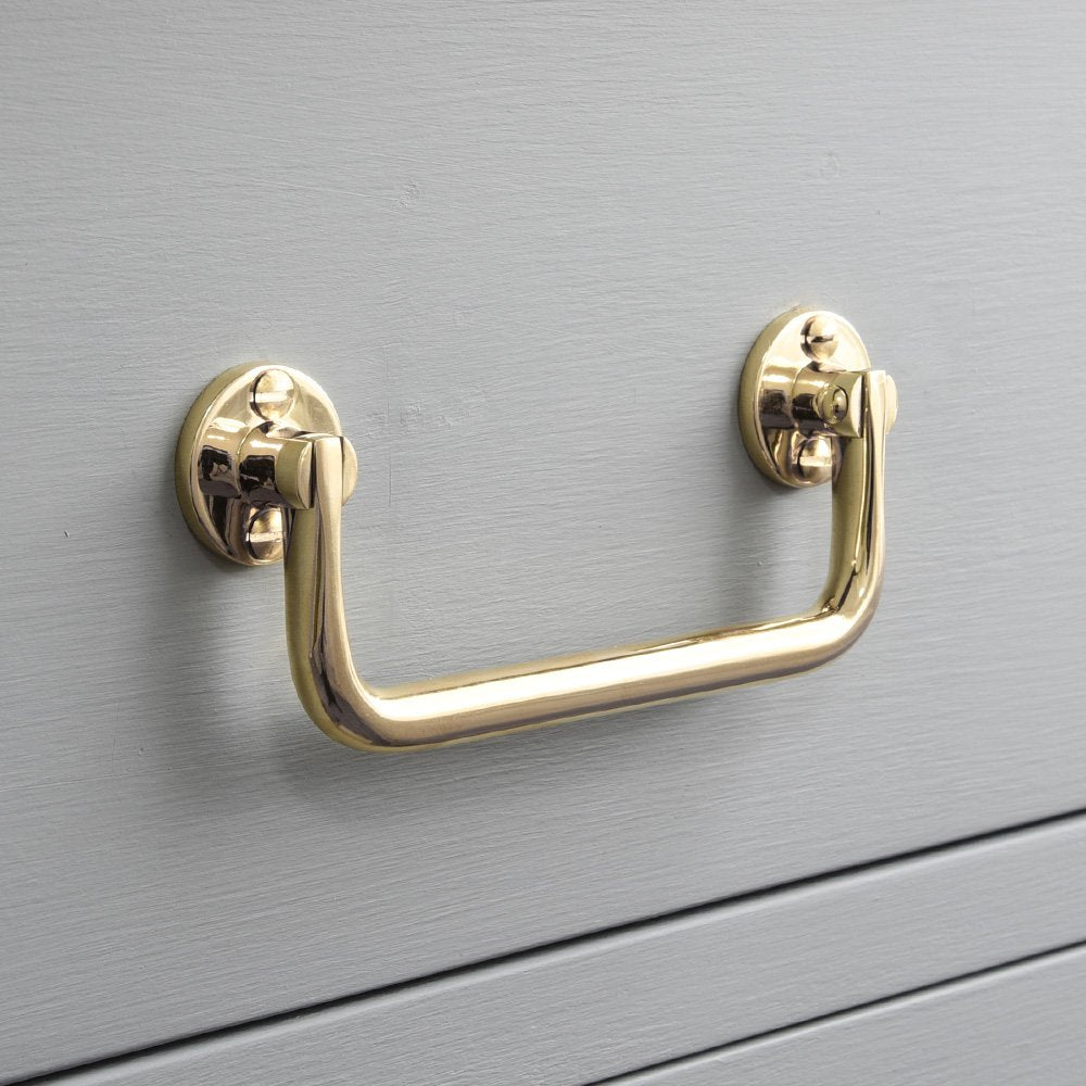 Brass drawer handle - Brass drop handle - Dresser handle
