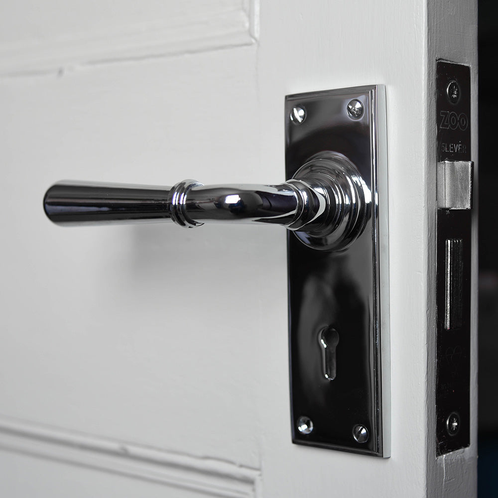 Polished chrome door handles - Lever lock handles
