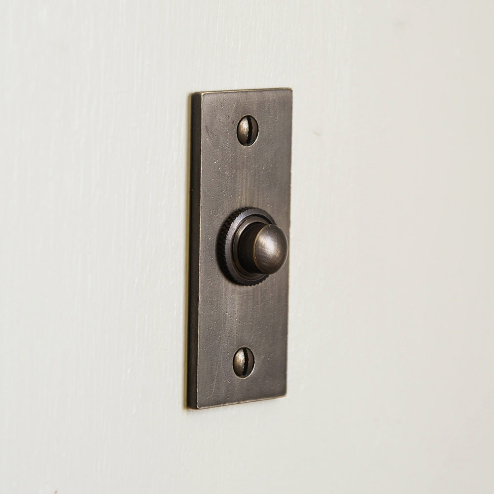 Front door bell - Push door bell - Antique brass door bell