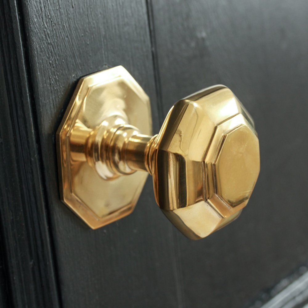 Brass front door pull - Octagonal door pull